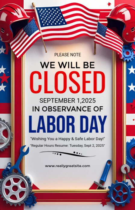 Closed For Labor Day Template 2025 | PosterMyWall