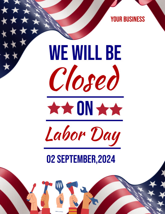 Closed for labor day USA flyer 2024 Template | PosterMyWall