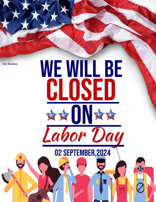 Closed For Labor Day USA Flyer 2024 Template | PosterMyWall