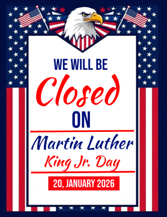 Plantilla de Closed For Mlk Day Flyer (us Letter) | PosterMyWall