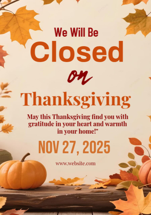 closed for thanksgiving Template | PosterMyWall