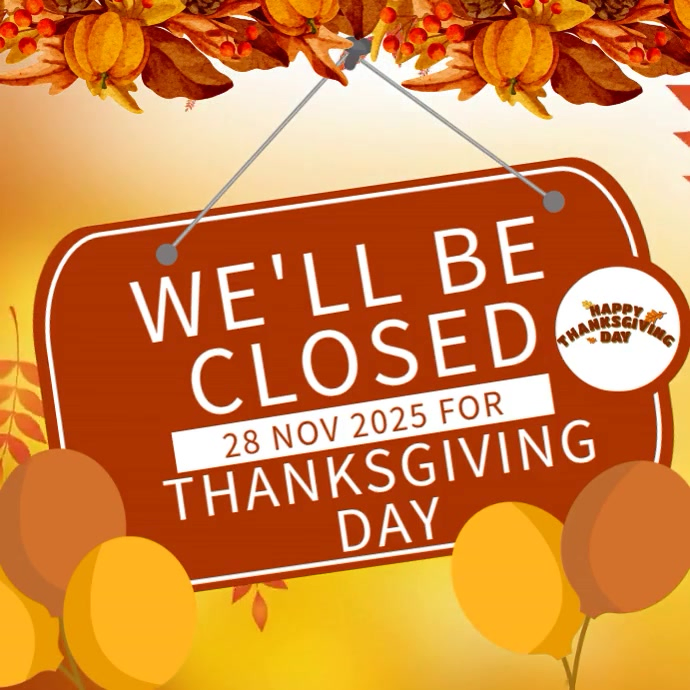 closed for thanksgiving shop sign design template | PosterMyWall