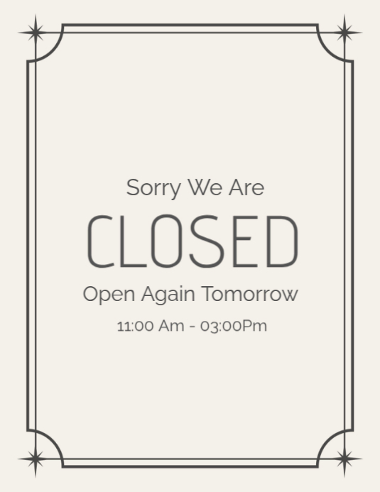 Closed for the day Template | PosterMyWall