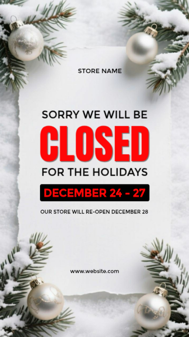 Closed for the Holidays Poster | Christmas Business Closure Notice ...