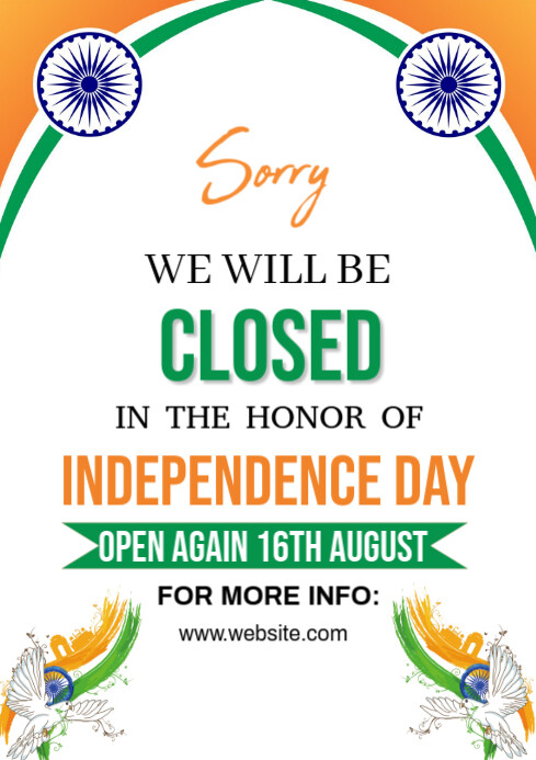 Closed Independence Day A4 Template | PosterMyWall