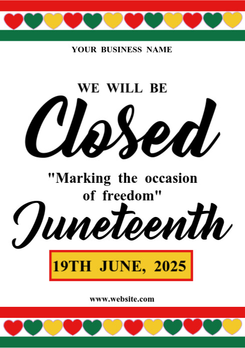 Closed Juneteenth A4 Template | PosterMyWall