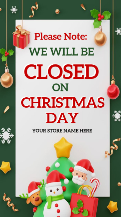 Closed On Christmas Day Social Media Note Template | PosterMyWall