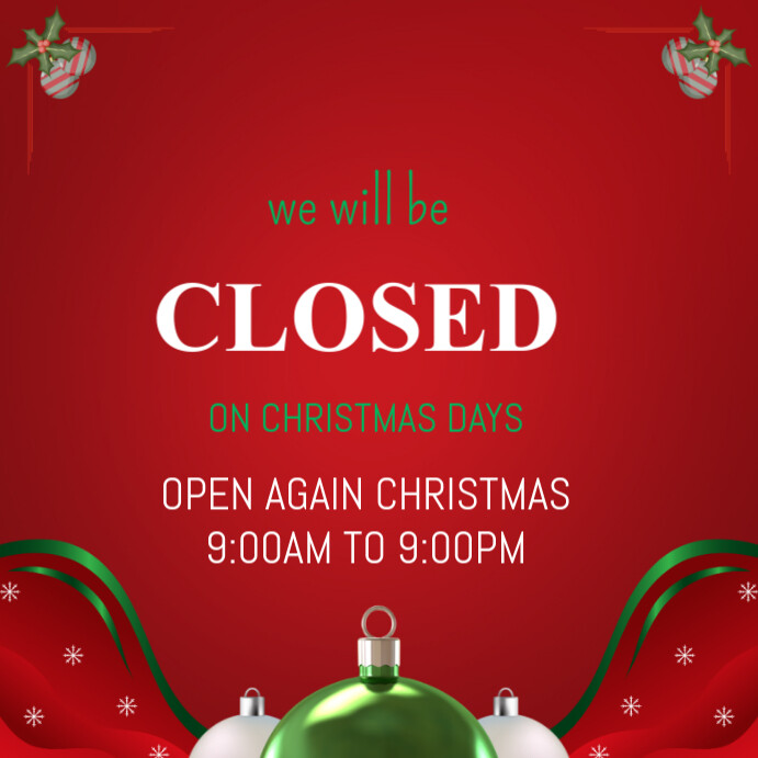 closed on christmas Template | PosterMyWall