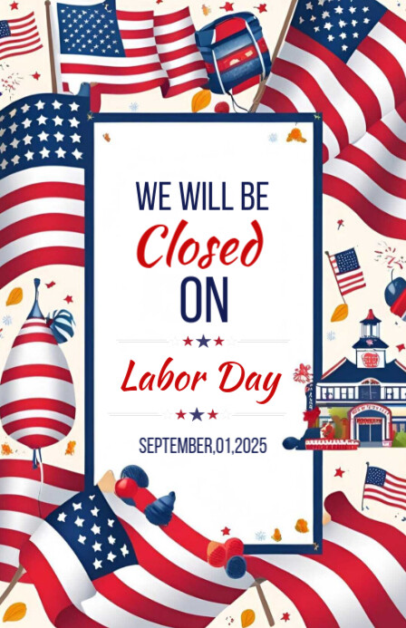 Plantilla de Closed on Labor day template 2025 | PosterMyWall