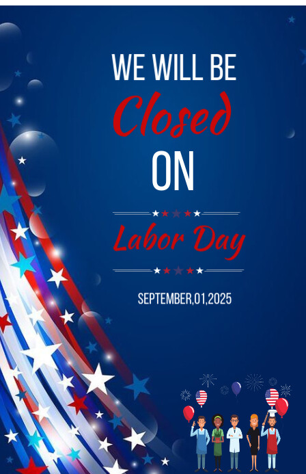 Closed on Labor day template 2025 | PosterMyWall