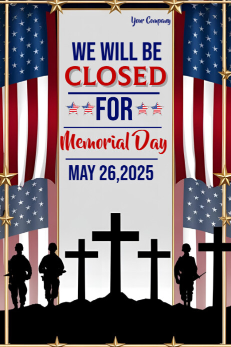 closed on memorial day template 2025 | PosterMyWall