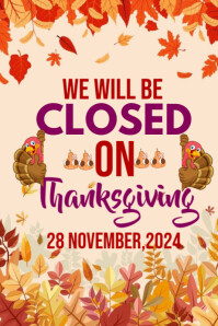 Closed For Thanksgiving Template 2024 | PosterMyWall