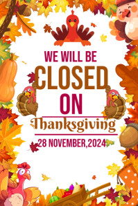 Closed on Thanksgiving 2024 Template | PosterMyWall
