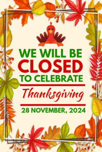 Closed for Thanksgiving 2024 Template | PosterMyWall