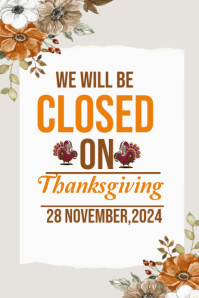 Closed for Thanksgiving 2024 Template | PosterMyWall