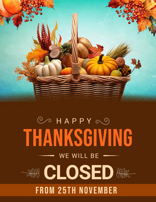 closed on thanksgiving Template | PosterMyWall