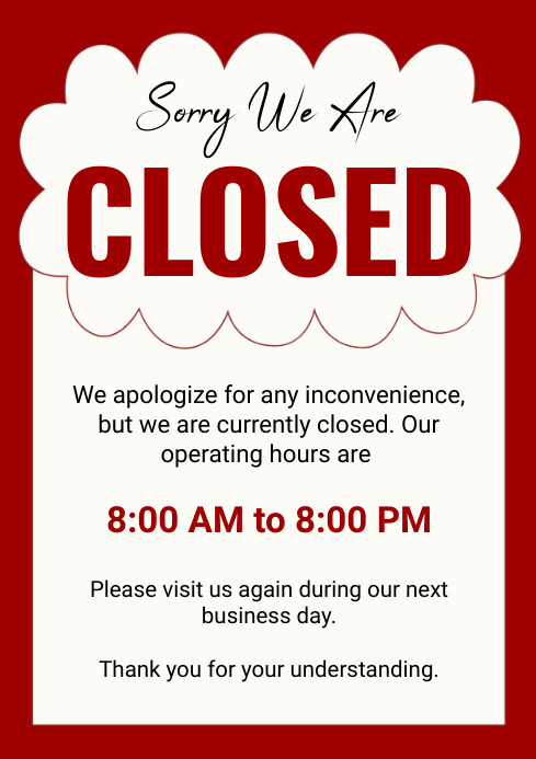 Closed template | PosterMyWall