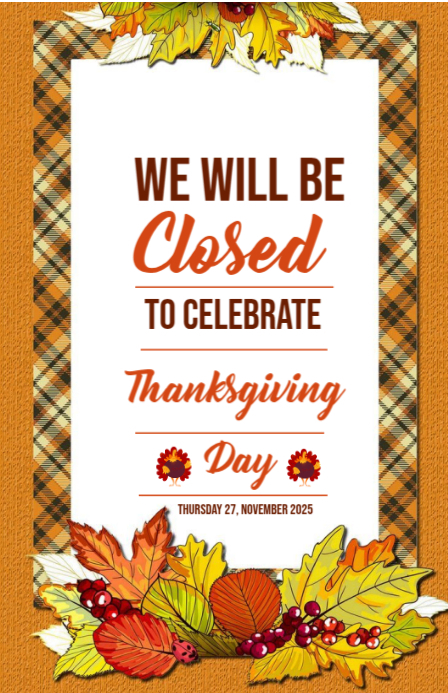 Closed to Thanksgiving template 2025 | PosterMyWall