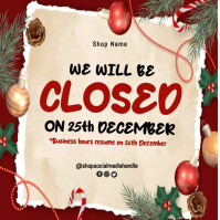Closing Noticed for Christmas Instagram Post Template | PosterMyWall