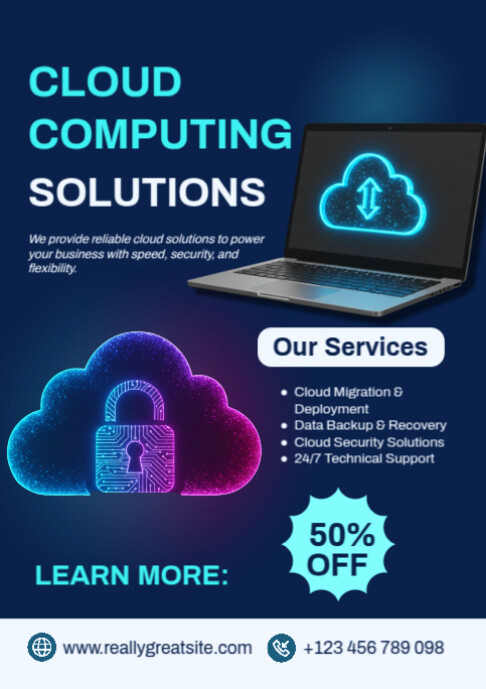 Cloud Computing Services Poster Template – Modern IT Solutions ...