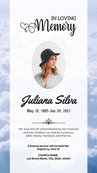 Cloud sky Funeral Digital Display Template | PosterMyWall
