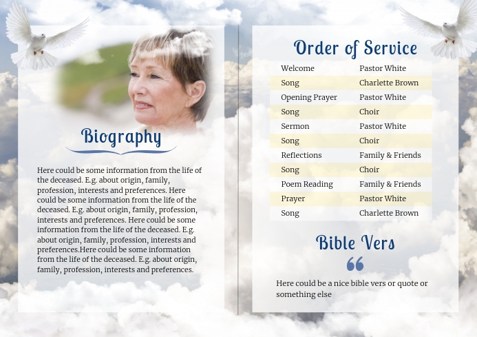 Clouds - Funeral Brochure- 2 Template | PosterMyWall