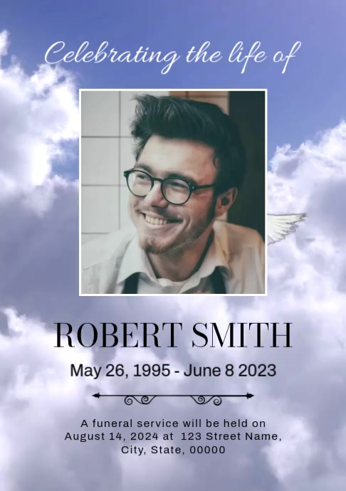 Cloudy Sky Funeral Program Video Template | PosterMyWall