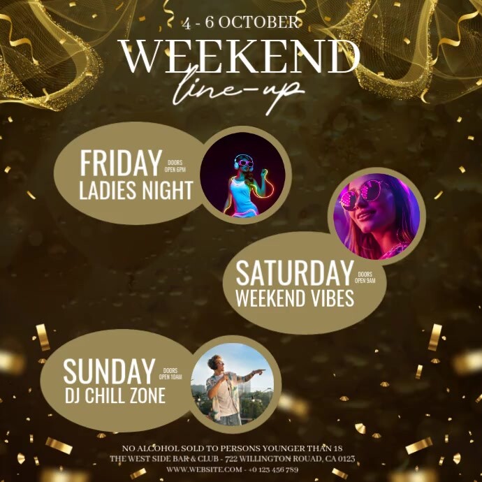 club bar lounge line up schedule template | PosterMyWall