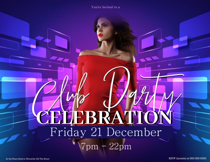 Copy of CLUB BIRTHDAY PARTY INVITATION TEMPLATE | PosterMyWall