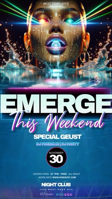 club dance pool party design template | PosterMyWall