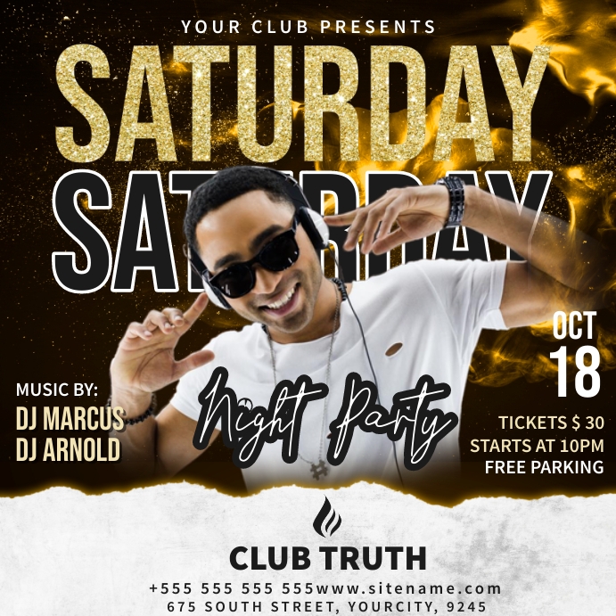 Club DJ party flyer social media poster Template | PosterMyWall