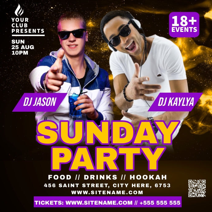 Club DJ party flyer social media poster Template | PosterMyWall