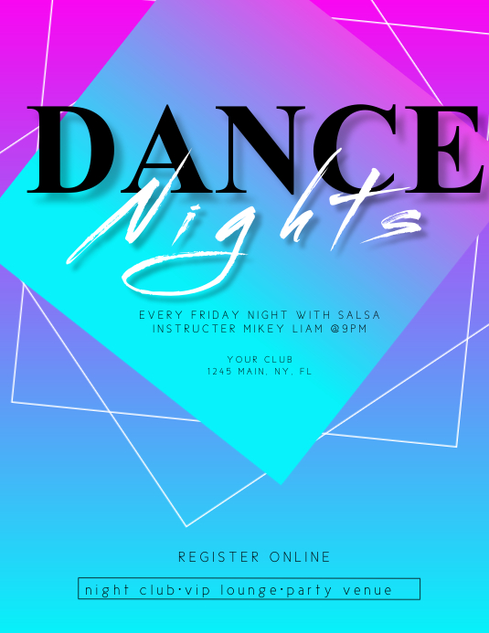 Club Gradient Geometrical Dance Night Flyer Template | PosterMyWall