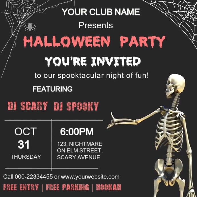 Plantilla de Club Halloween party invitation template | PosterMyWall