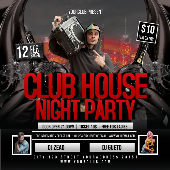 Club House Night Party Template | PosterMyWall