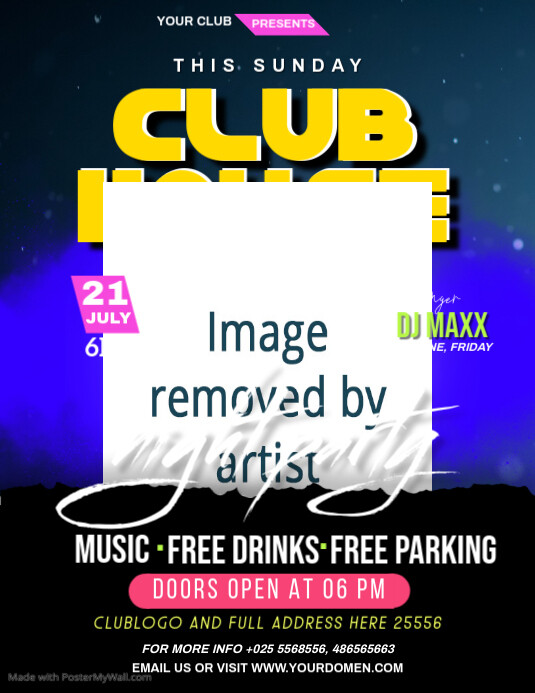 CLUB HOUSE PARTY Template | PosterMyWall