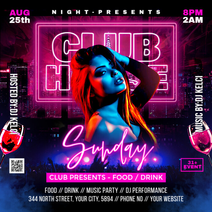 Club house Saturday Party Template | PosterMyWall