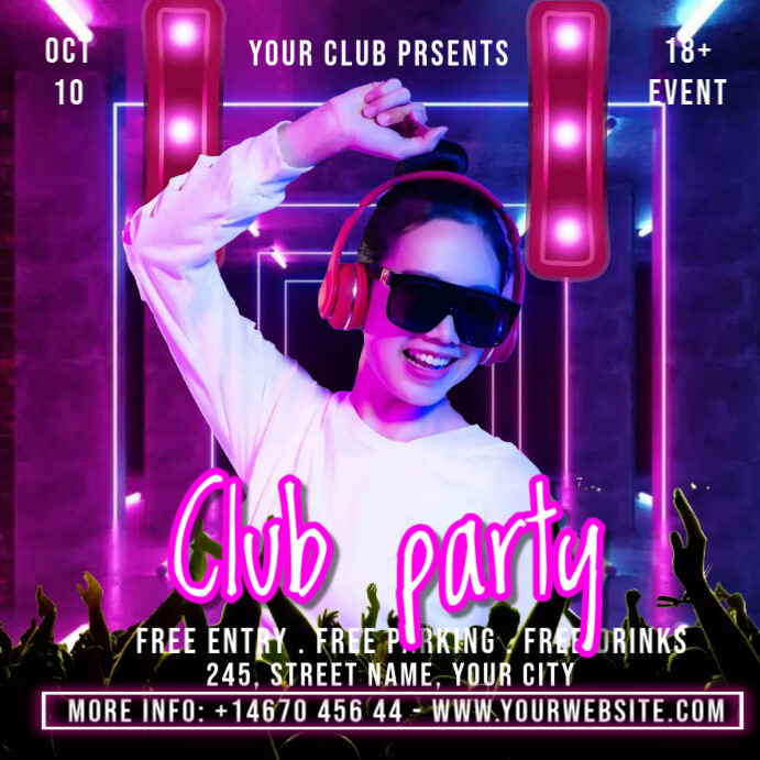 CLUB INSTA PARTY.C Template | PosterMyWall