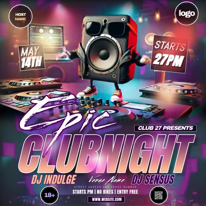 CLUB NIGHT DANCE PARTY AD TEMPLATE | PosterMyWall