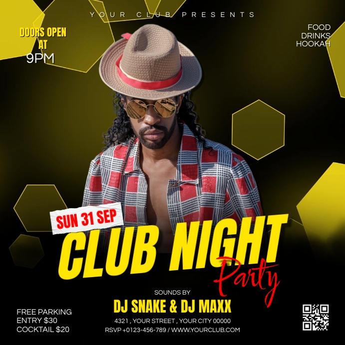 CLUB NIGHT PARTY Template | PosterMyWall