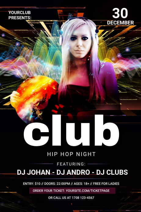 Modèle Club Nuit Affiche | PosterMyWall