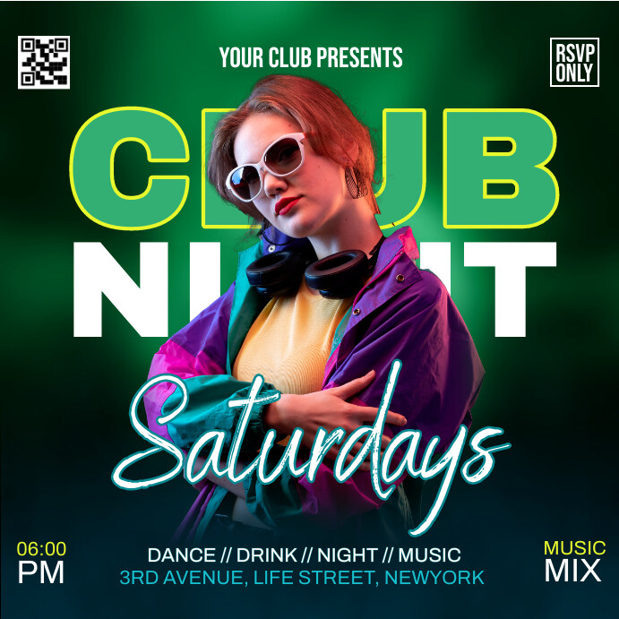 Club Night Saturday Ads Template | PosterMyWall
