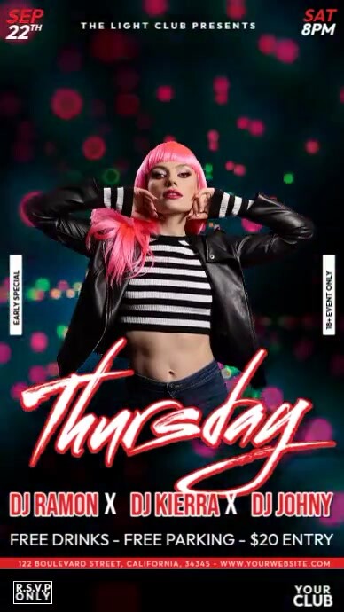 Club Night Thursday Video Template | PosterMyWall