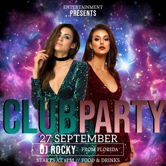 โฆษณาปาร์ตี้คลับ เชิญ เทมเพลต | PosterMyWall