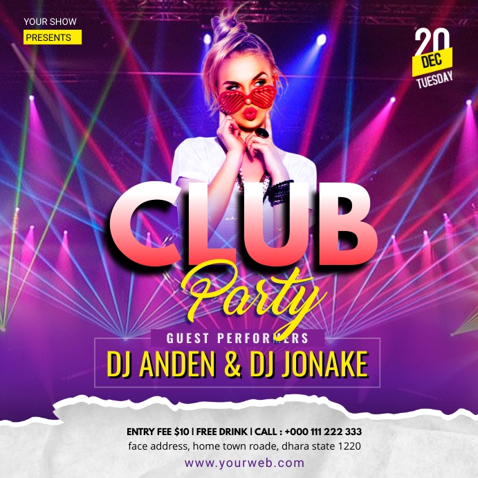 Club Party Instagram post Template | PosterMyWall