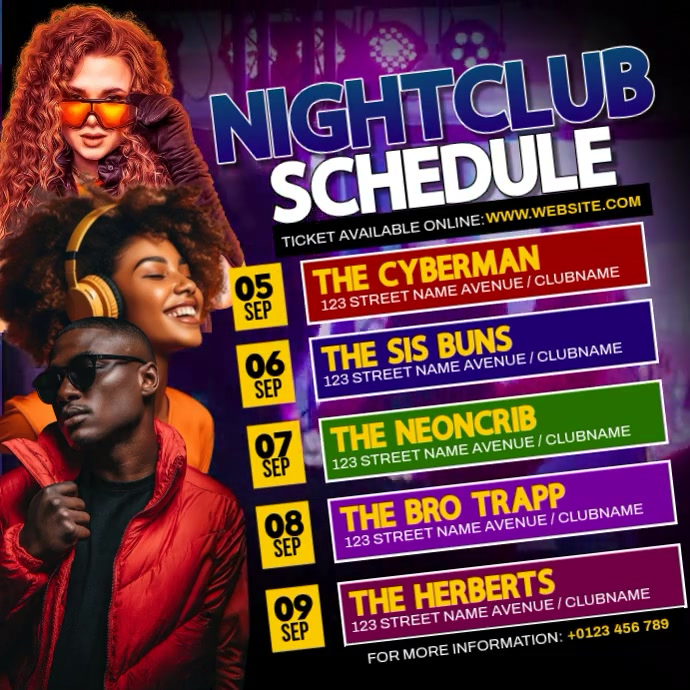 Club Party Schedule Ads Template | PosterMyWall