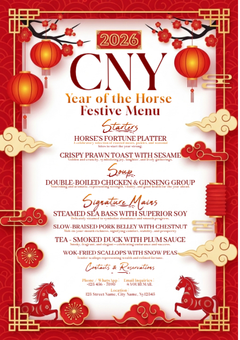 Plantilla de CNY 2026 Festive Menu | PosterMyWall