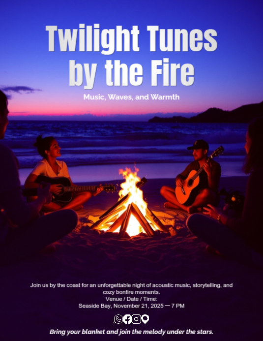 Coastal Bonfire Music Night Flyer Template | PosterMyWall