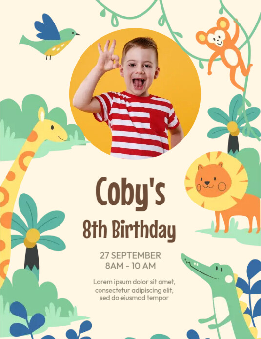 Coby's Jungle Birthday Invitation Template | PosterMyWall
