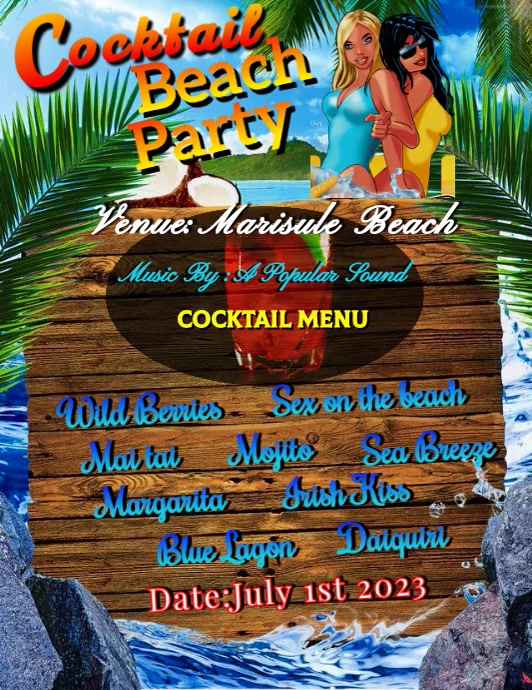 Plantilla de Cocktail Beach Party Design | PosterMyWall